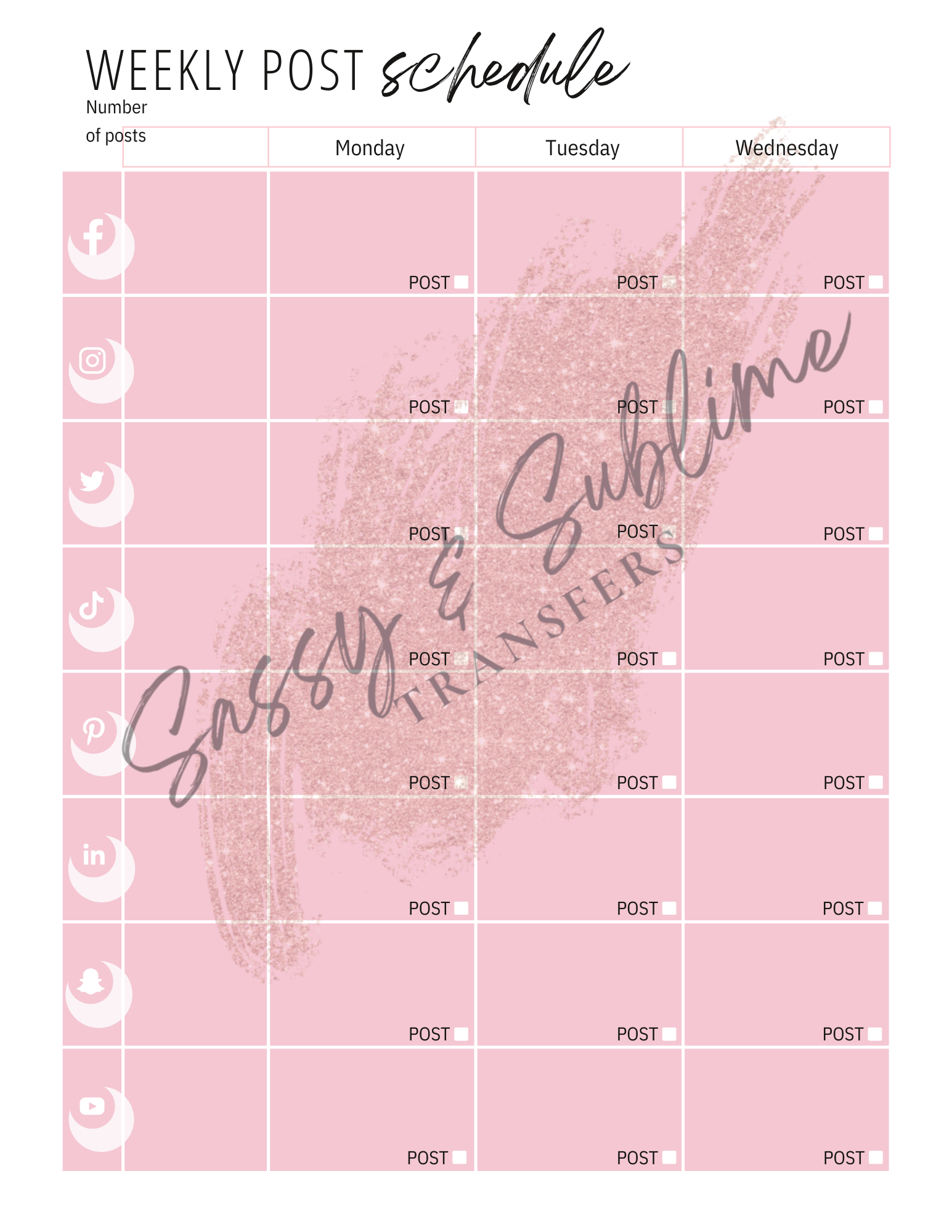 Weekly Post Schedule – S & S Transfers